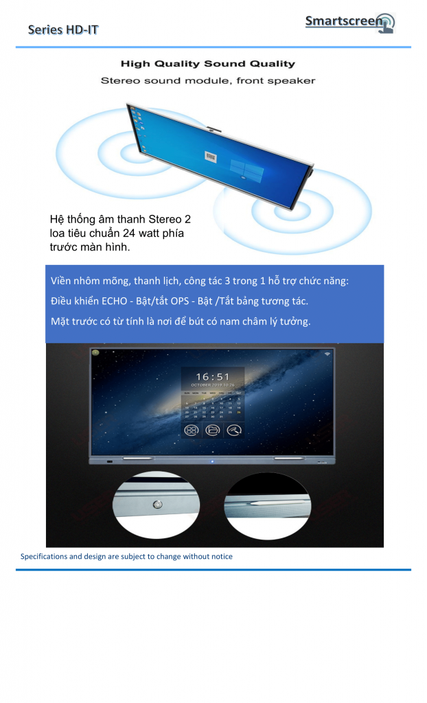 Bảng Tương Tác Thông Minh 65”,75”,86”,98” Series HD-IT Dual OS -Thiết ...